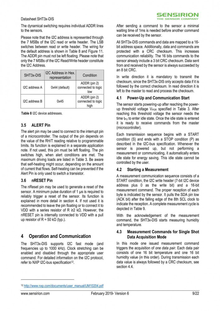 SHT31-DIS datasheet page 9