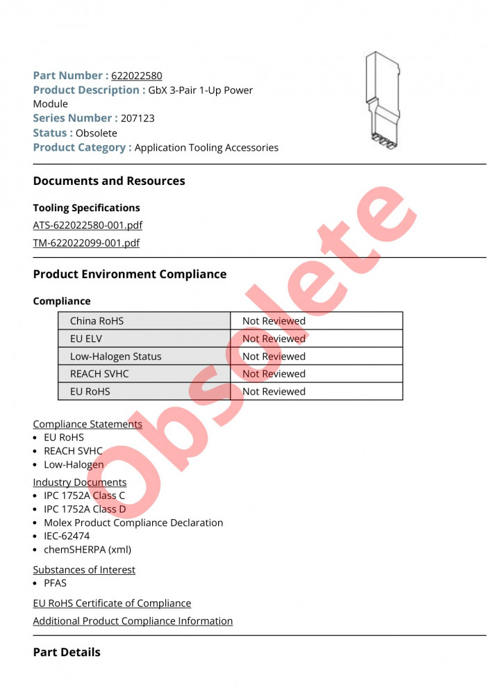 MOLEX 622022580 tooling document preview, page 1