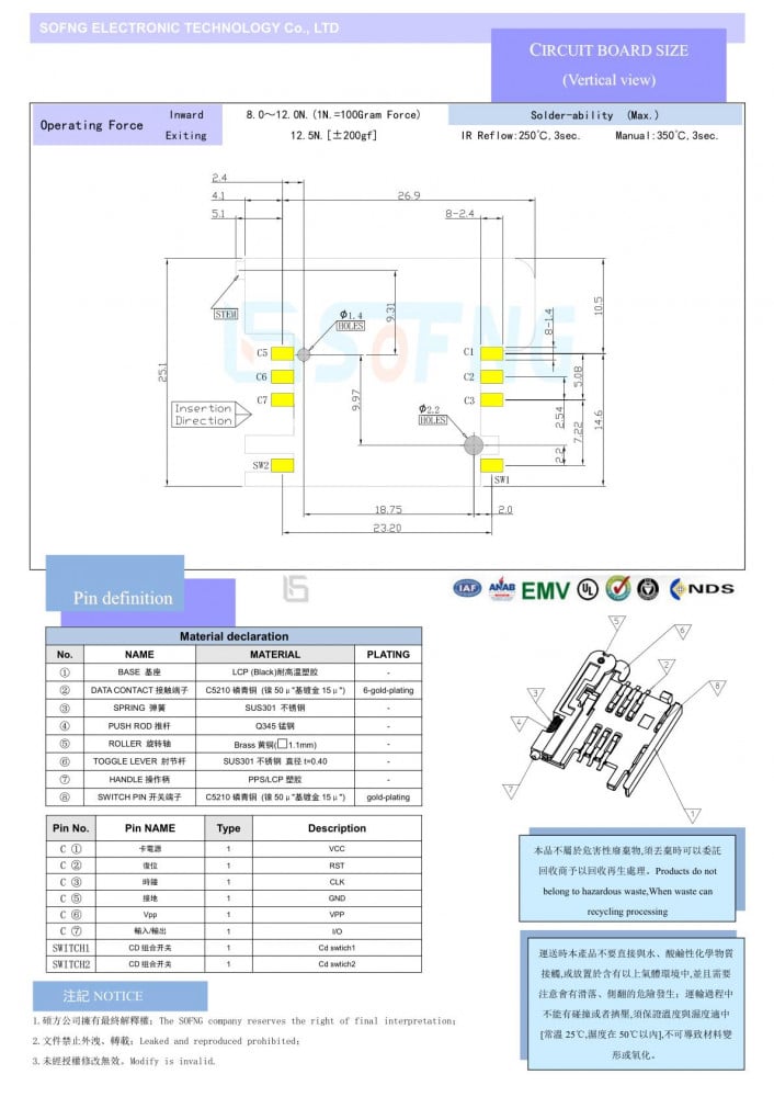 SOFNG SIM-021C technical document page 2