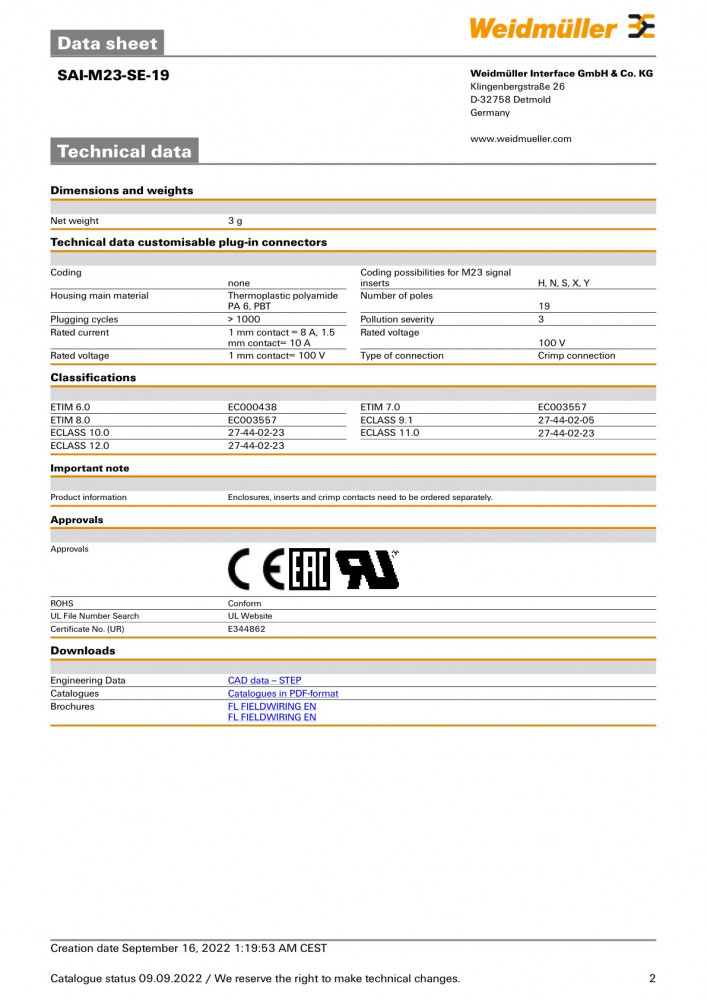WEIDMULLER 1170120000 technical document page 2