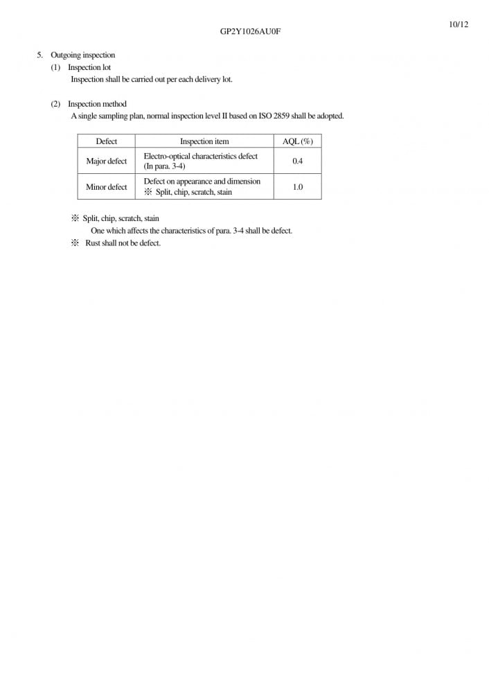 GP2Y1026AU0F datasheet page 10