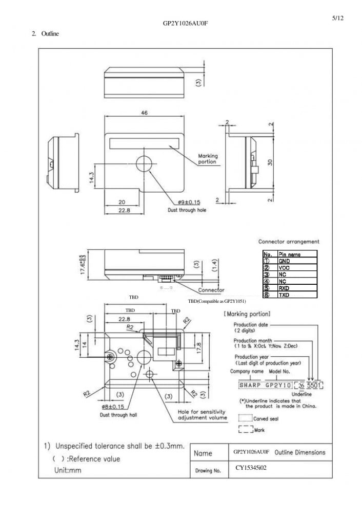 GP2Y1026AU0F datasheet page 5