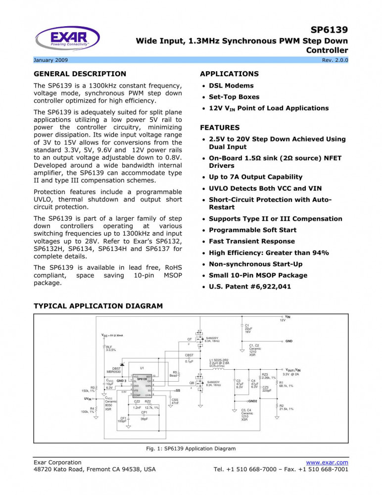 SP6139 datasheet page 1