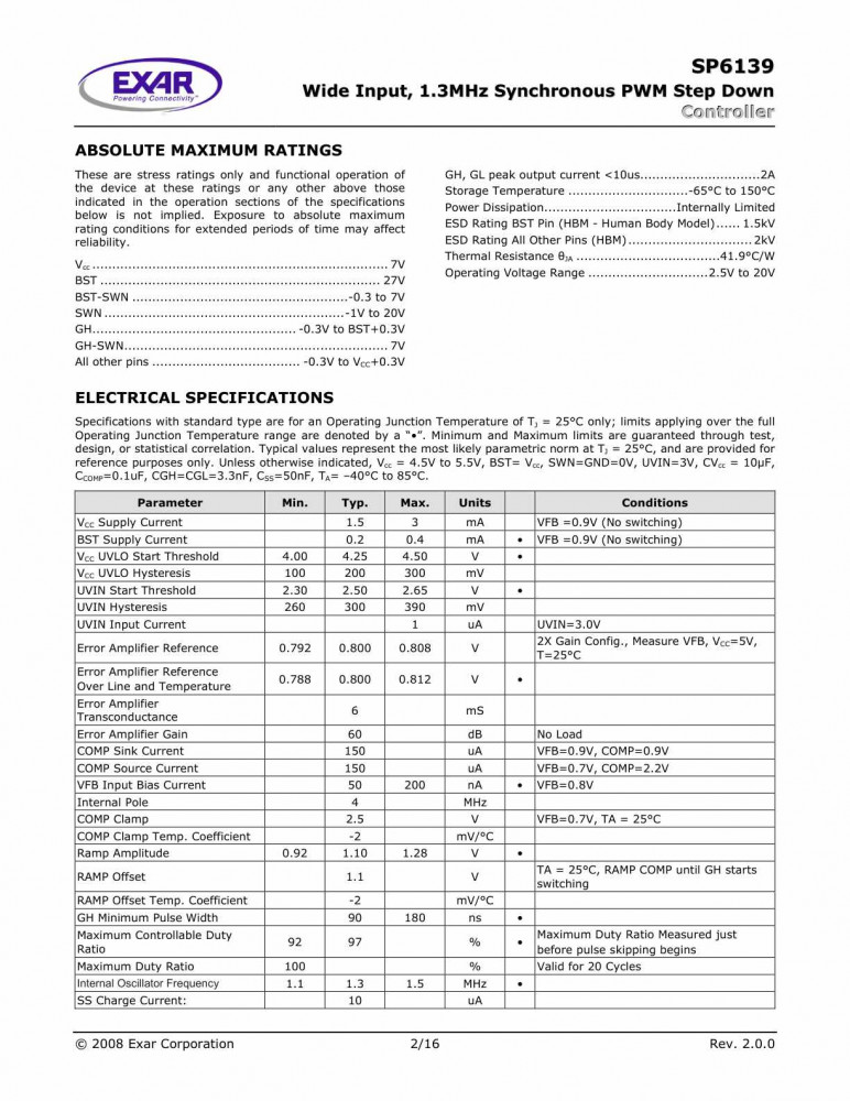 SP6139 datasheet page 2