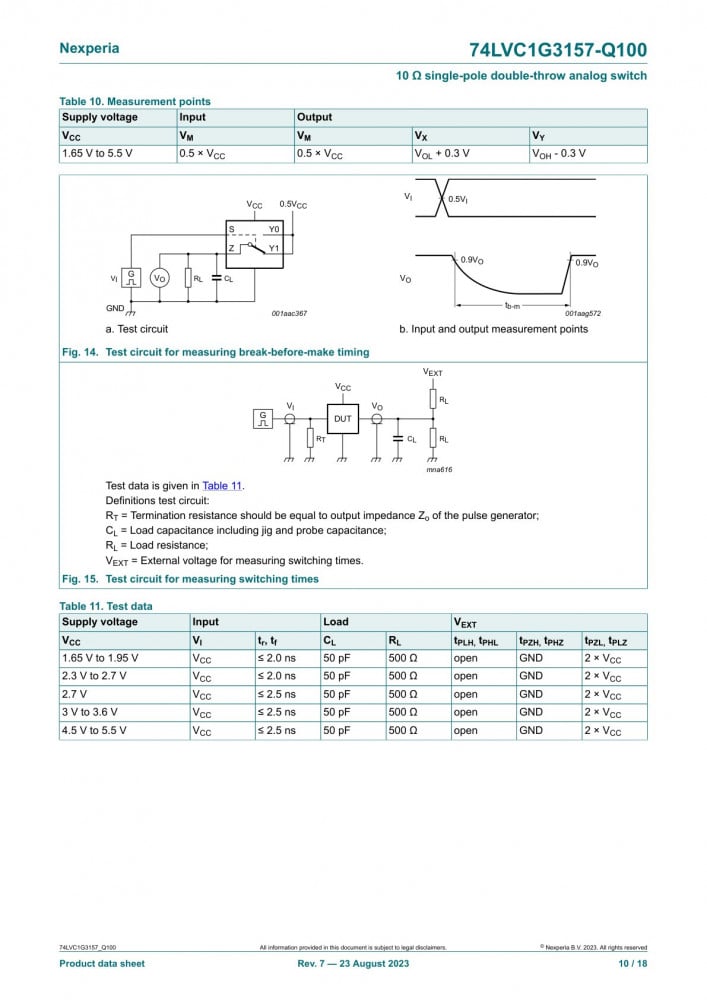 74LVC1G3157GM-Q10X datasheet page 10