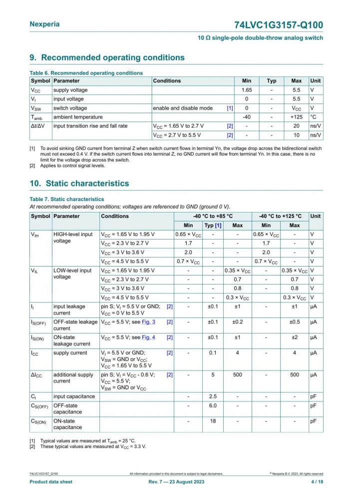 74LVC1G3157GM-Q10X datasheet page 4