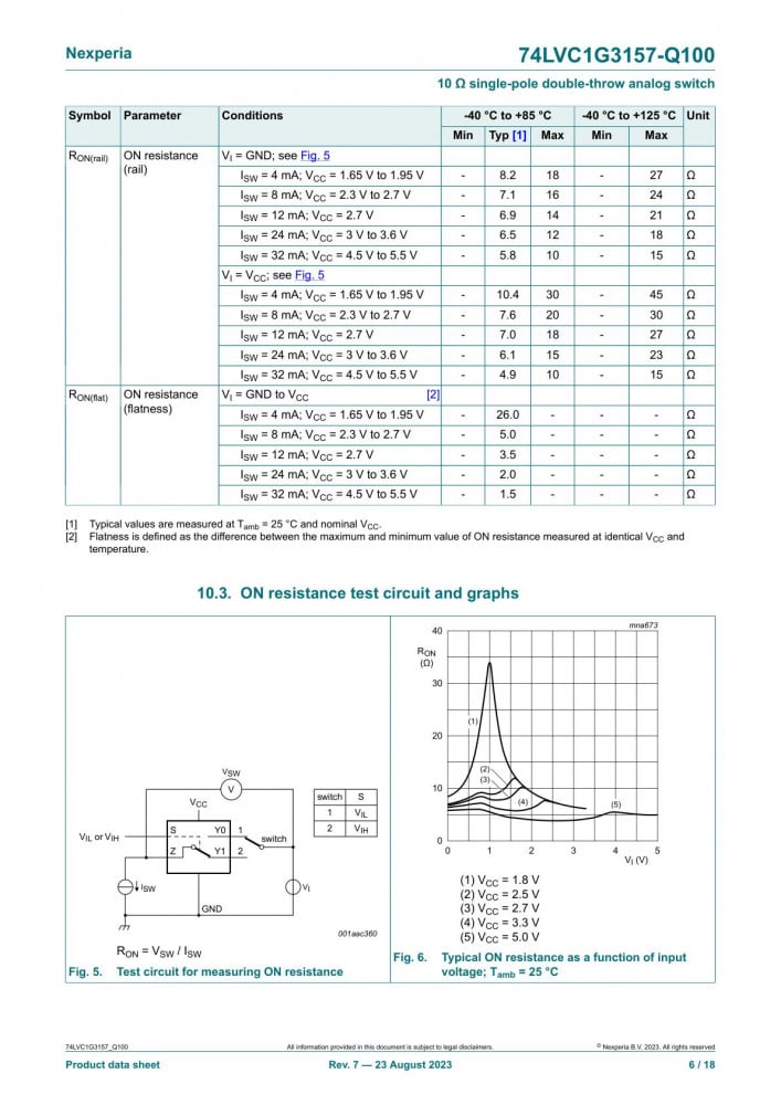 74LVC1G3157GM-Q10X datasheet page 6