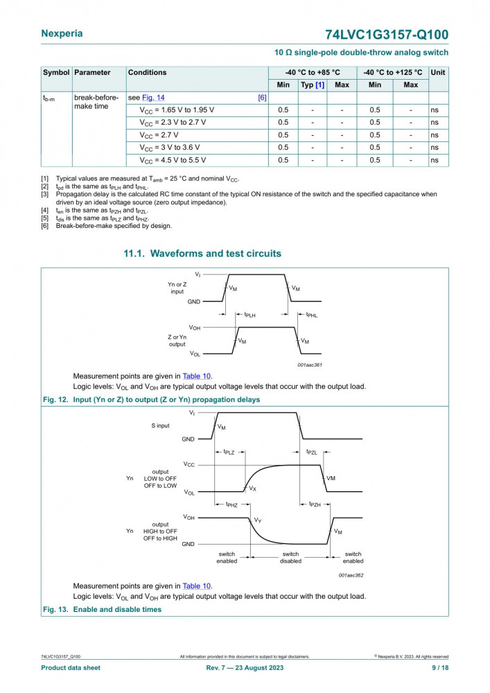 74LVC1G3157GM-Q10X datasheet page 9
