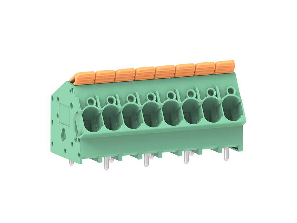 7.50mm Pitch Lever Activated Fixed Mount PCB Terminal Block, 35° Wire Entry, Left Rear Terminal, 8 Circuits for sale