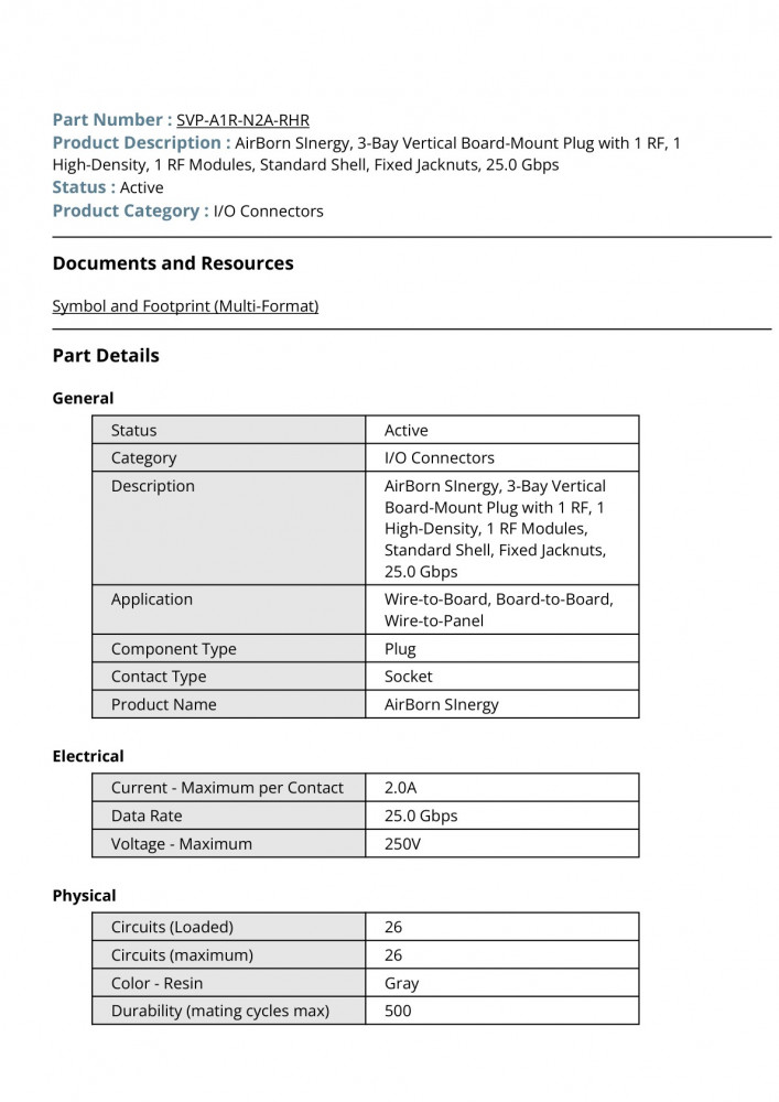 SVP-A1R-N2A-RHR technical document page 1
