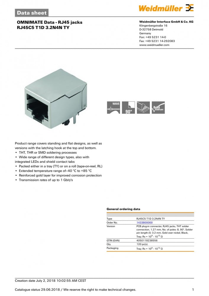 WEIDMULLER 1433800000 documentation page 1