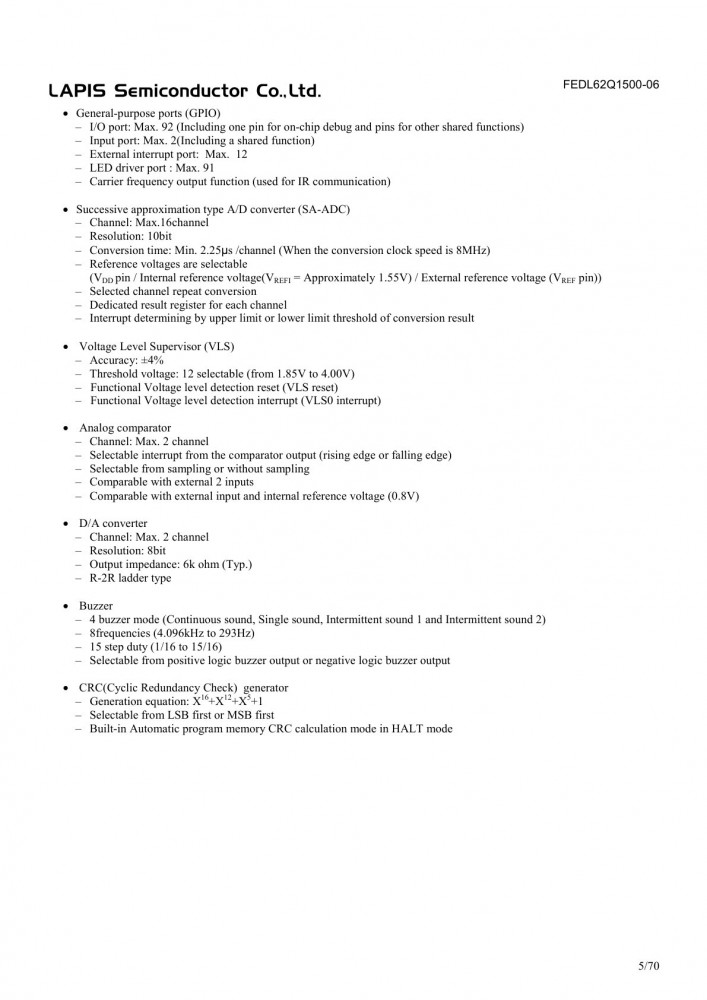 ML62Q1500/1800 datasheet page 6