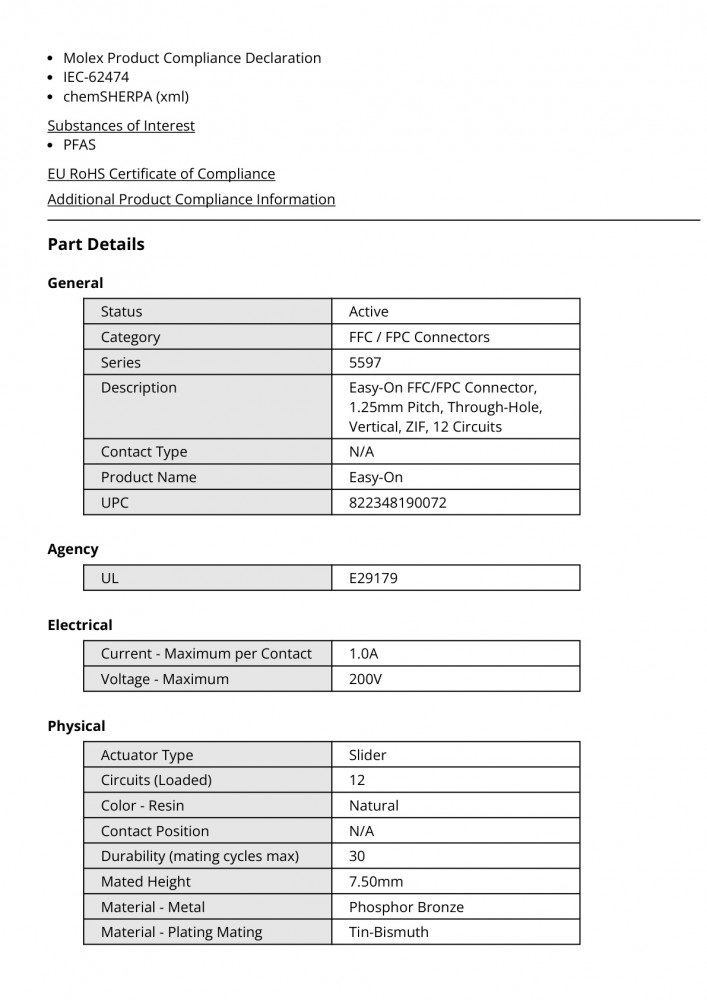 MOLEX 39532125 technical document preview, page 2