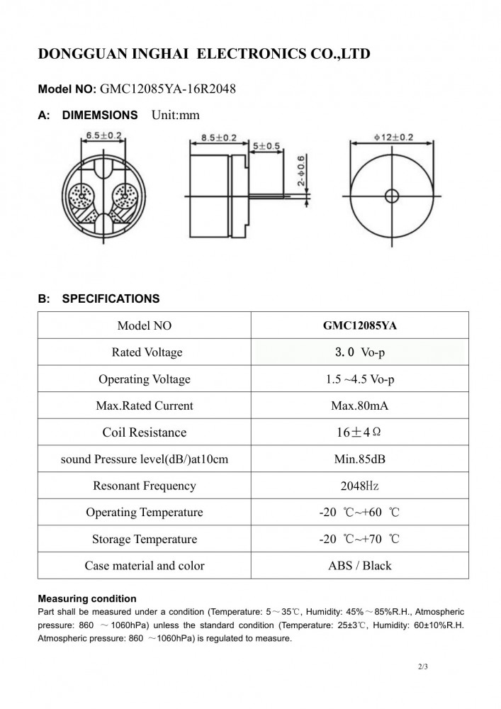 GMC12085YA-16R2048 specification document page 2