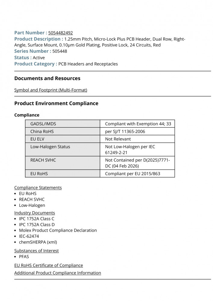 MOLEX 5054482492 technical document image 1
