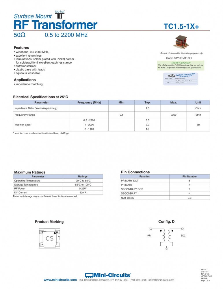 TC1.5-1X+ product data sheet, page 1