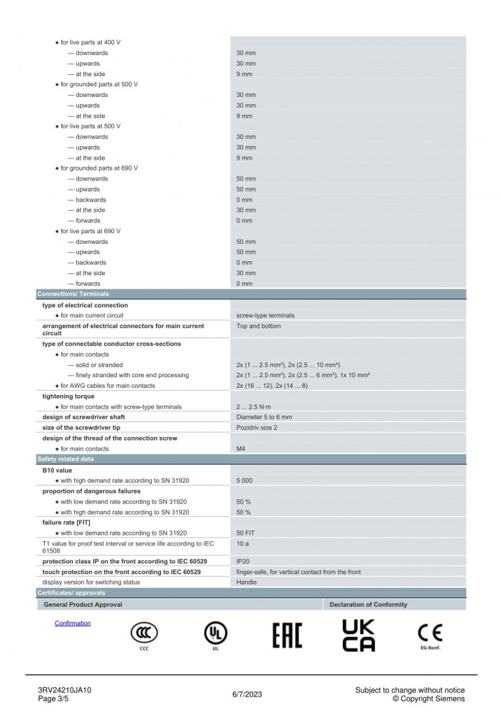 3RV24210JA10 datasheet page 3