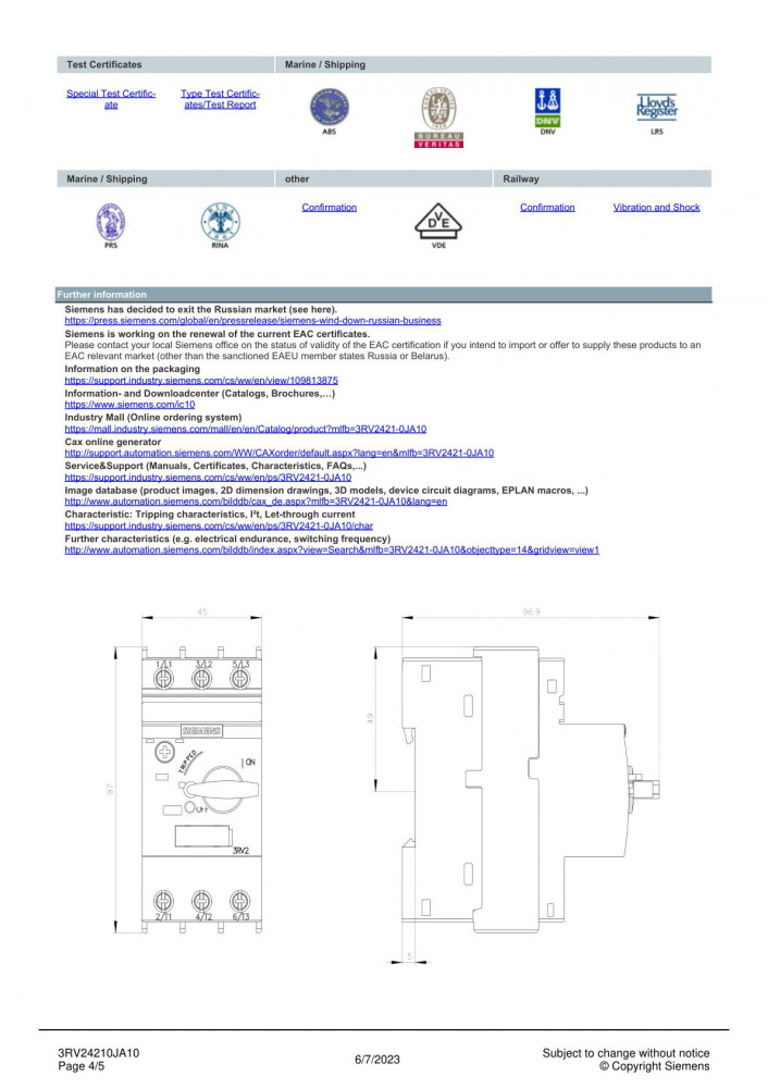 3RV24210JA10 datasheet page 4