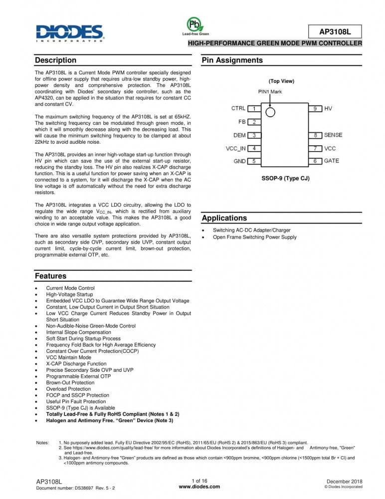 AP3108L datasheet page 1