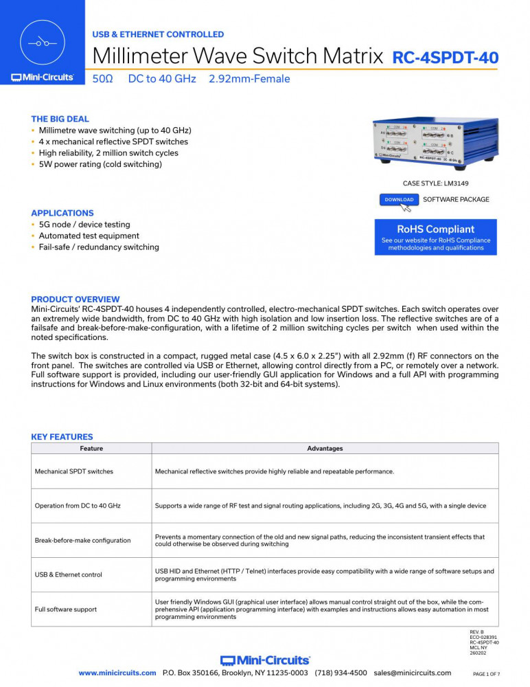 RC-4SPDT-40 technical document page 1