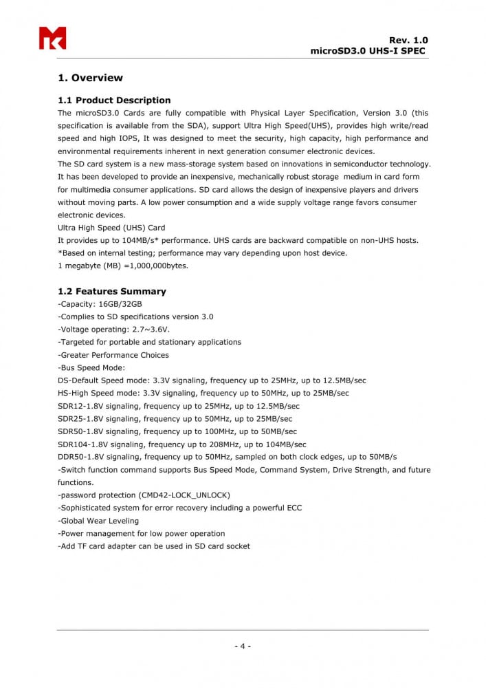 MK microSD specification page 3