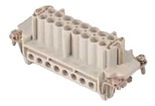 Heavy-Duty Screw Terminal Insert, Female, 16-Pole, 16A, Numbered 17-32, with Wire Protection, Silver (Ag) Plated Contacts, Size 16B «77x27»