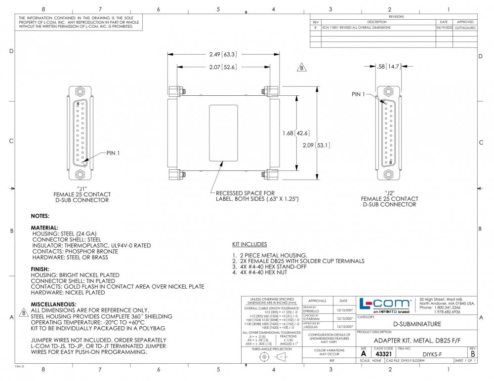 L-com DIYKS-F technical drawing
