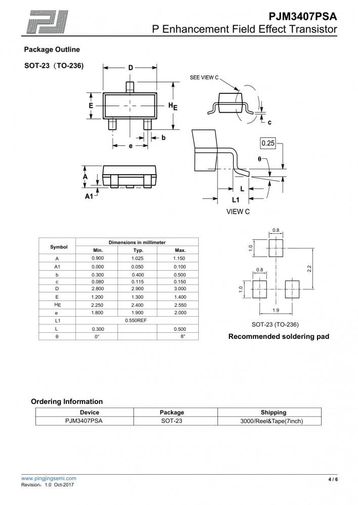 PJM3407PSA datasheet page 4