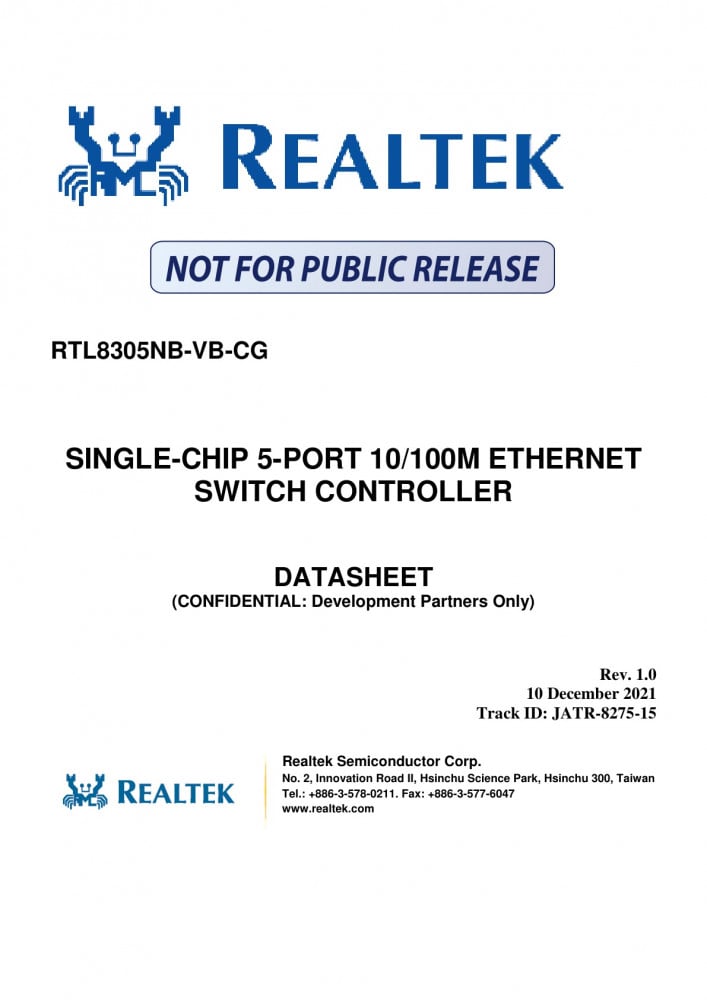 RTL8305NB-VB-CG datasheet page 1