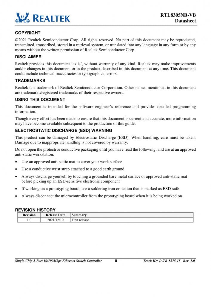 RTL8305NB-VB-CG datasheet page 2