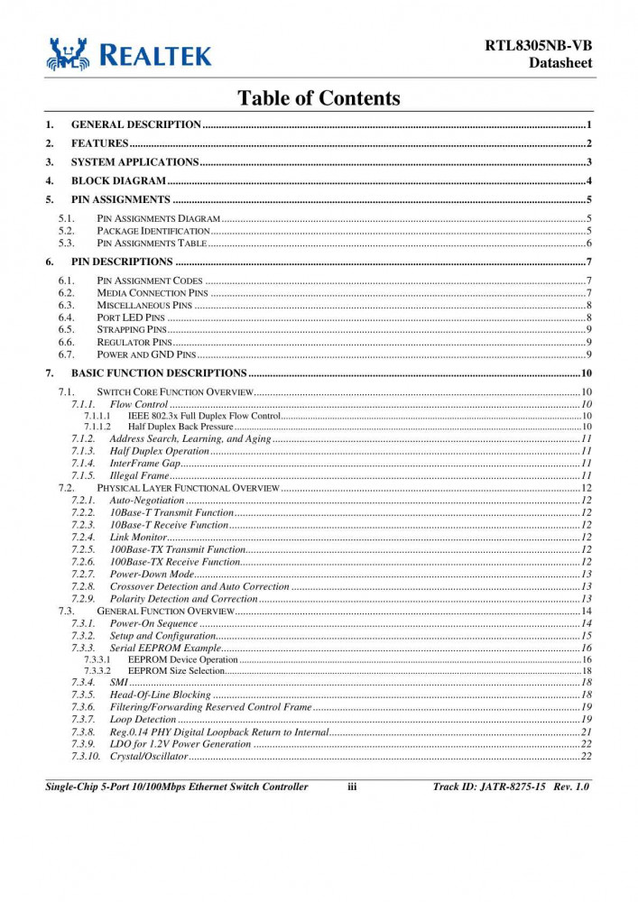 RTL8305NB-VB-CG datasheet page 3