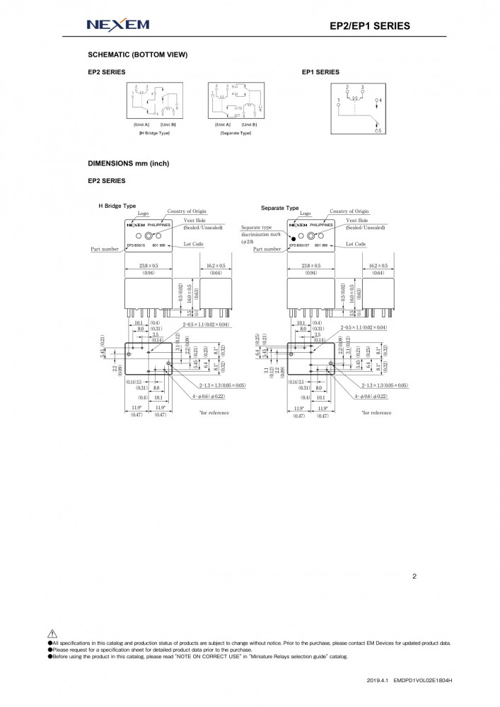 EP1 EP2 relay technical document page 2
