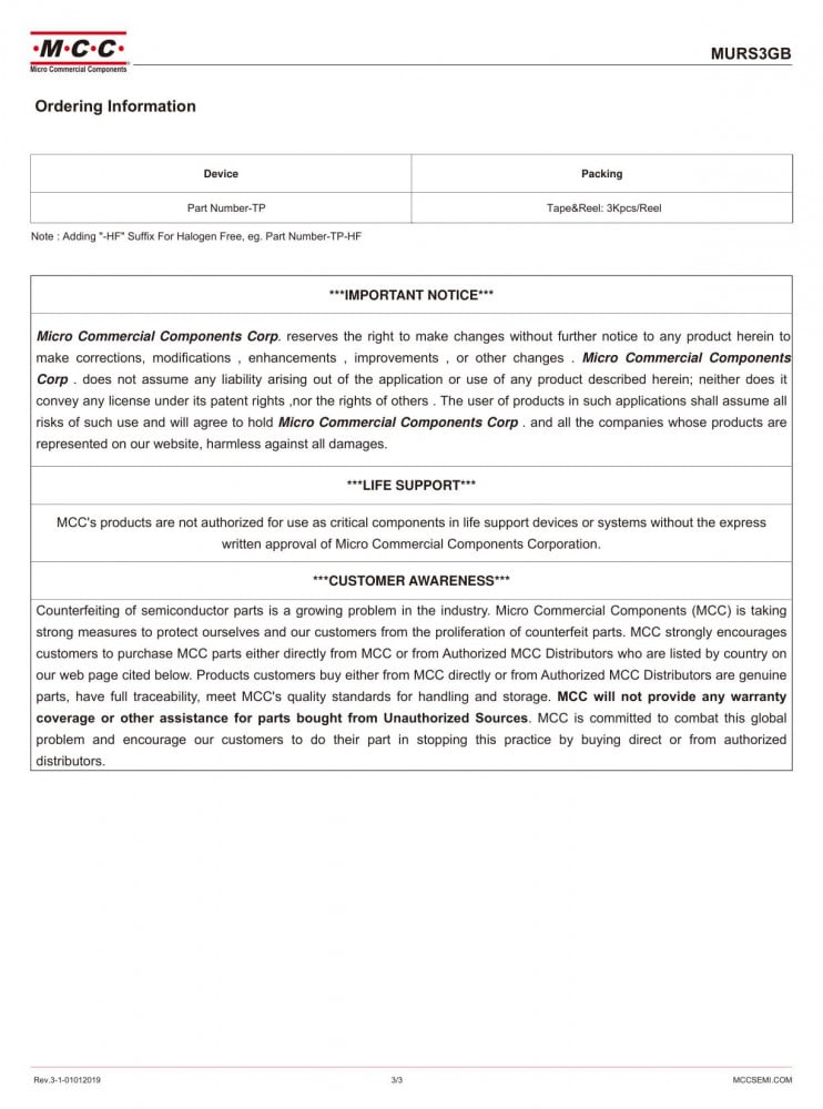 MURS3GB-TP datasheet page 3