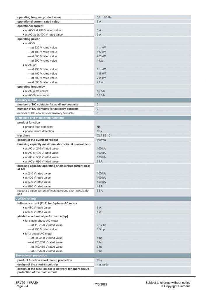 SIEMENS 3RV20111FA20 document page 2