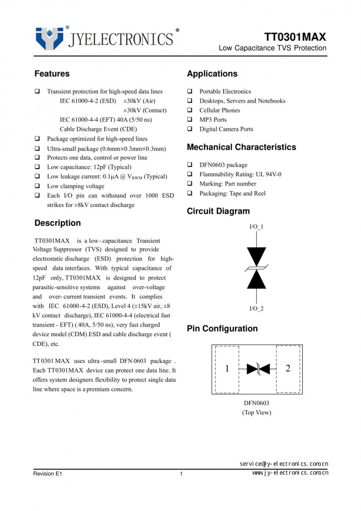 TT0301MAX technical document page 1