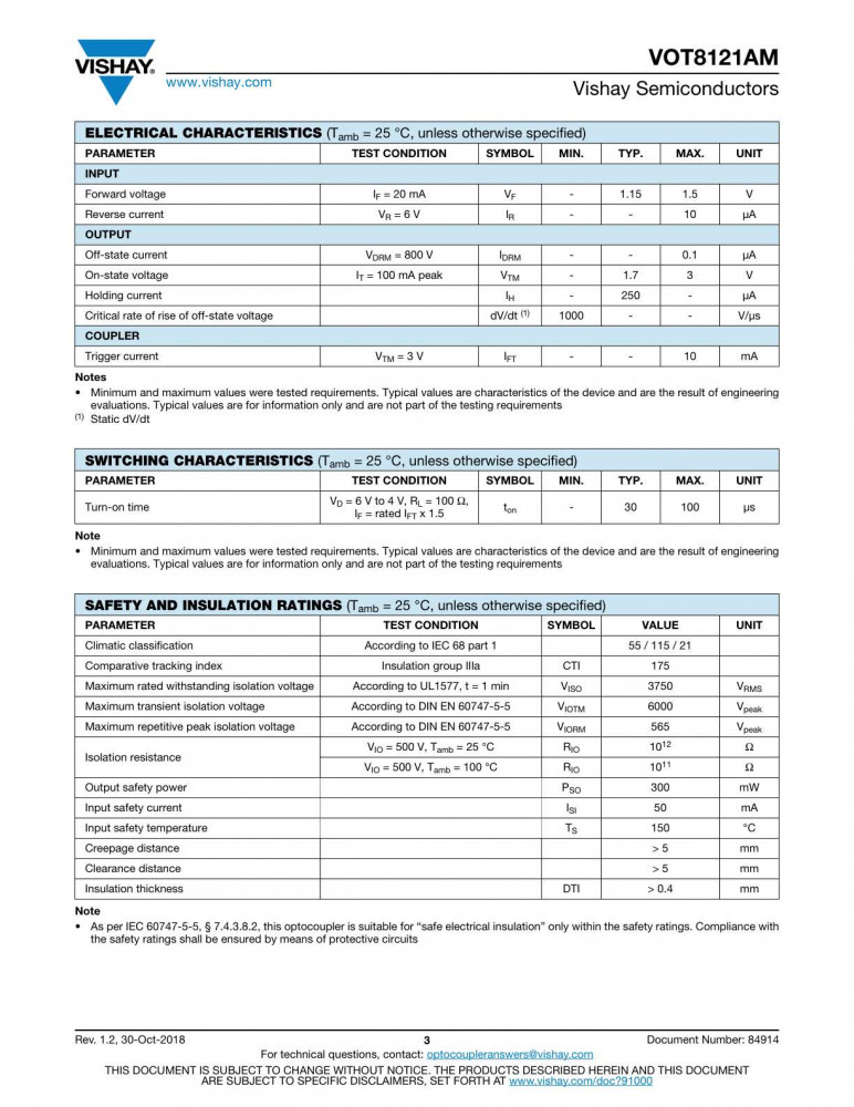 VOT8121AM-T datasheet page 3