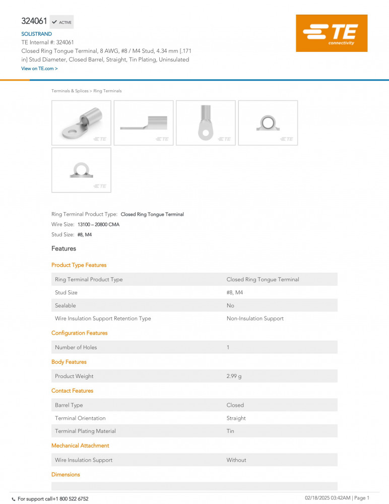 TE Connectivity 324061 technical document page 1