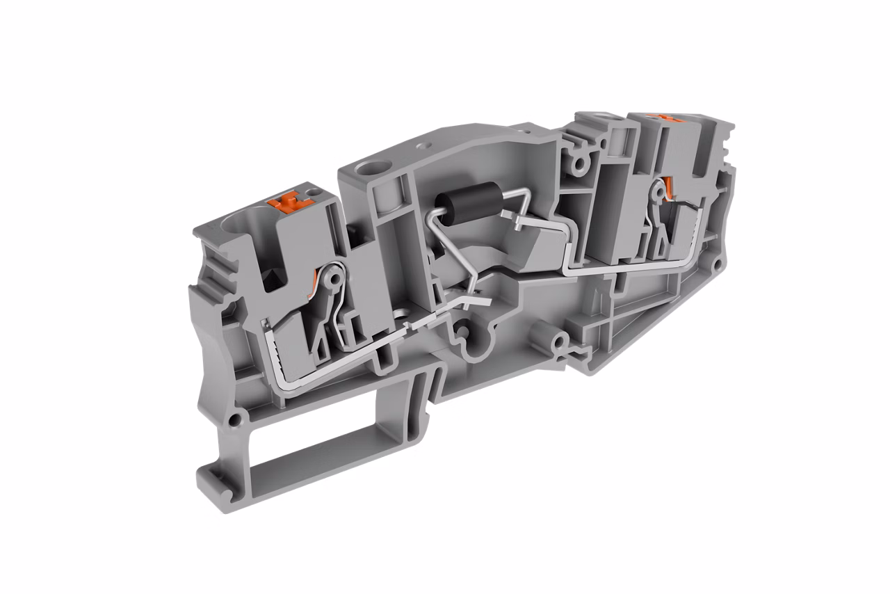 Single Level Diode Terminal Block, Push-in Design, 8.00mm Width, 600V, 1.3A for sale