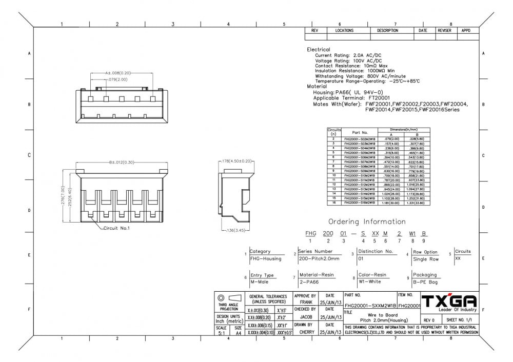 TXGA FHG20001-S16M2W1B technical document image