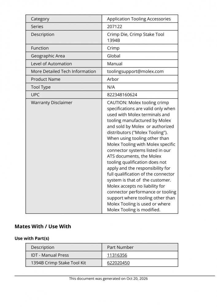 MOLEX 622020470 product documentation page 2