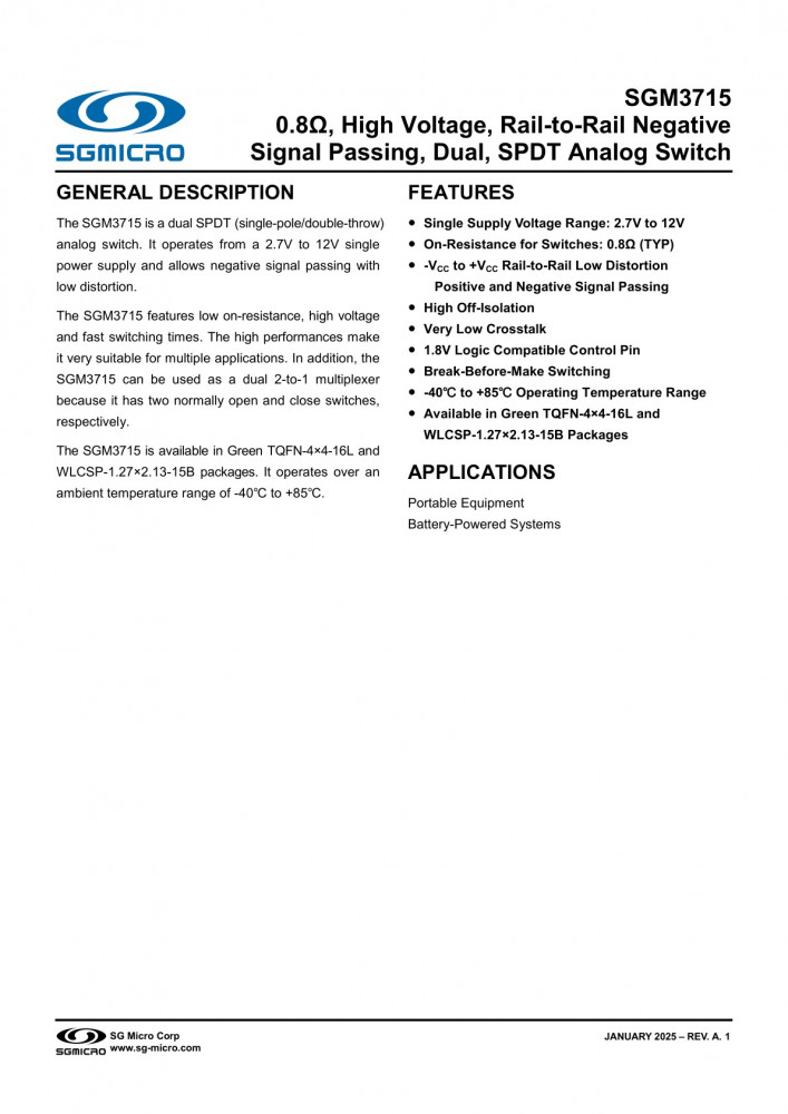 SGM3715 datasheet page 1