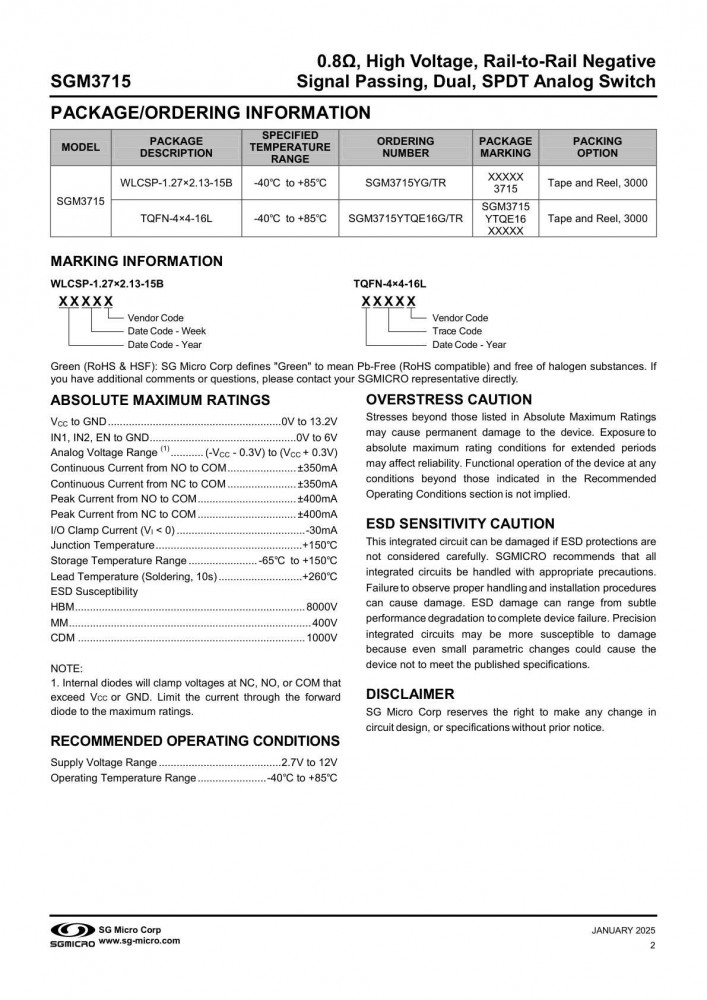 SGM3715 datasheet page 2