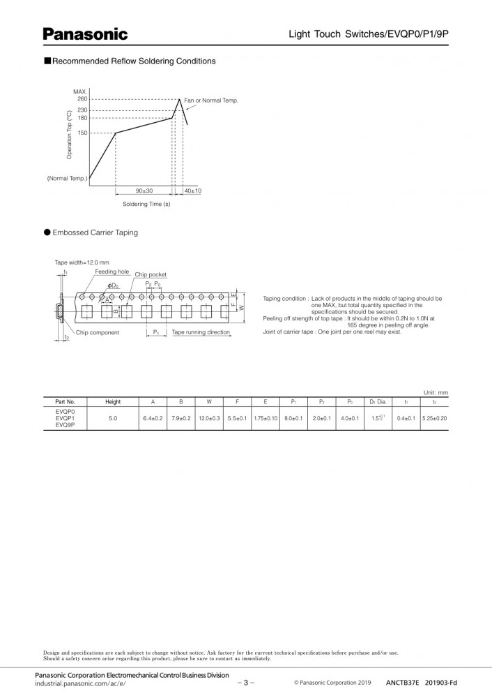 EVQP1K05M product specification page 3