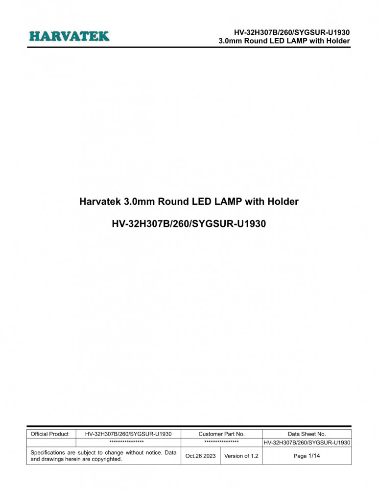 HV-32H307B datasheet page 1