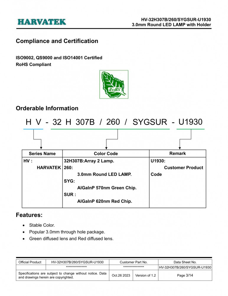HV-32H307B datasheet page 3