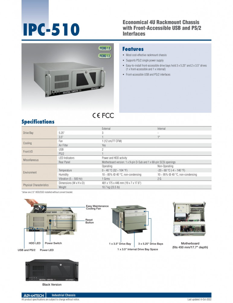 ADVANTECH IPC-510 product documentation page 1
