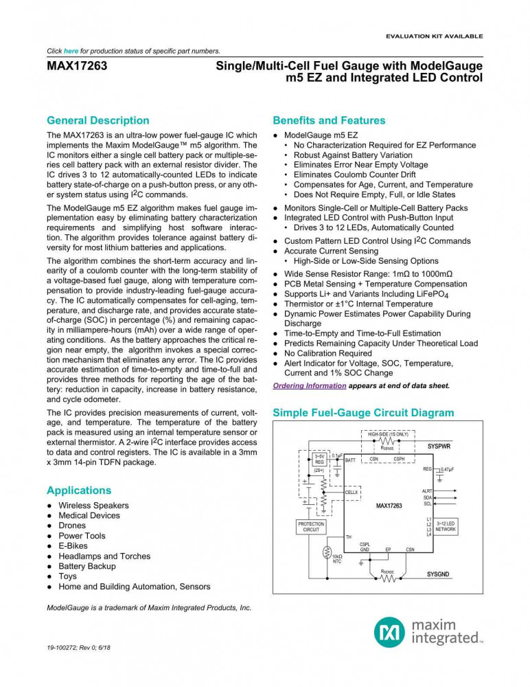 MAX17263 datasheet page 1