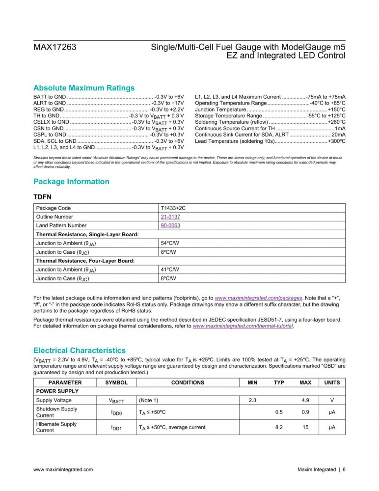 MAX17263 datasheet page 6