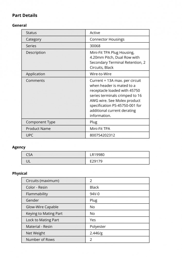 Molex Mini-Fit Plus HCS specification page 2