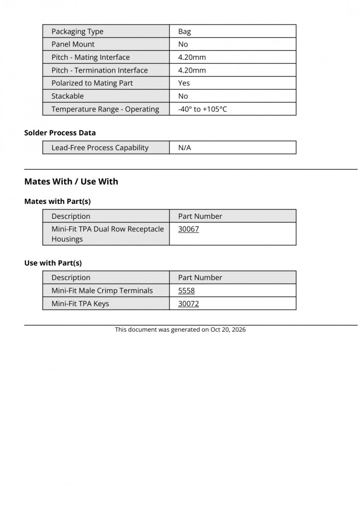 Molex Mini-Fit Plus HCS specification page 3